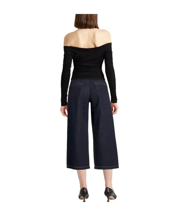 Max Mara Wide-leg Cropped Dark Wash Denim Trousers