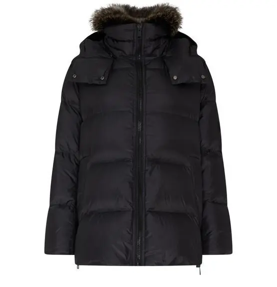 YVES SALOMON A-line Puffer Jacket Made From A Water-resistant Performance Fabric With A Fox Fur Collar - Black