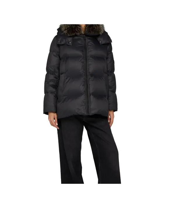 YVES SALOMON A-line Puffer Jacket With Fox Fur Collar