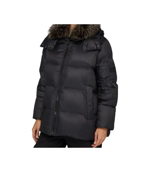 YVES SALOMON A-line Puffer Jacket With Fox Fur Collar