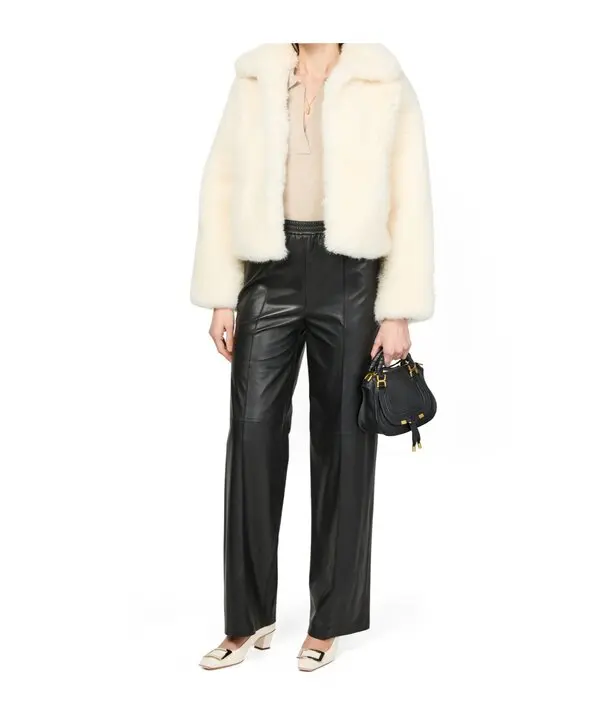 YVES SALOMON Elastic Waist Straight Leg Trousers