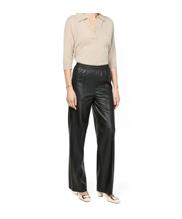 YVES SALOMON Elastic Waist Straight Leg Trousers