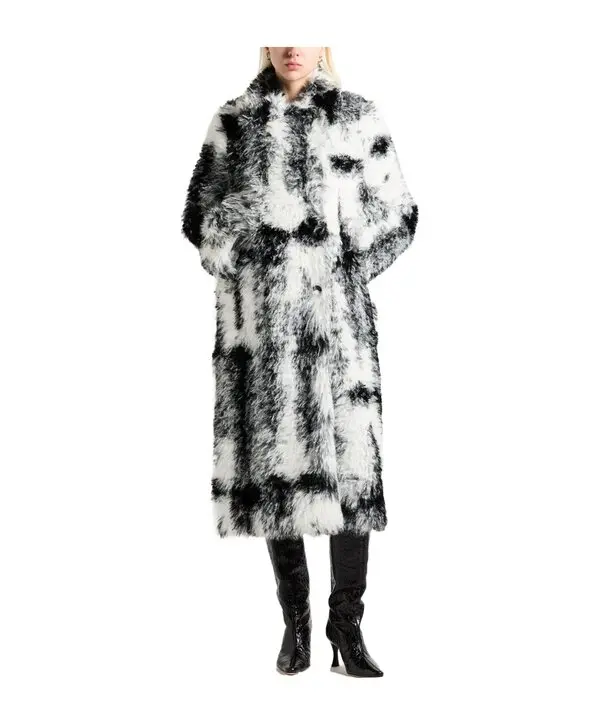 GANNI Color Block Shearling Coat