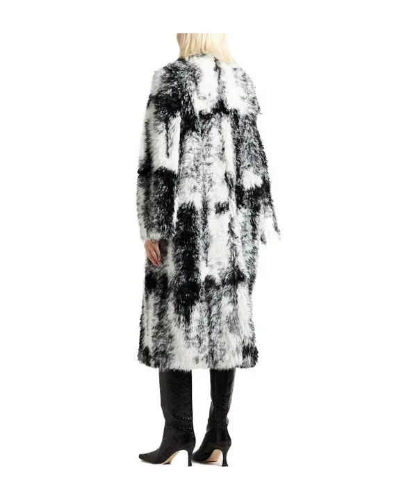 GANNI Color Block Shearling Coat