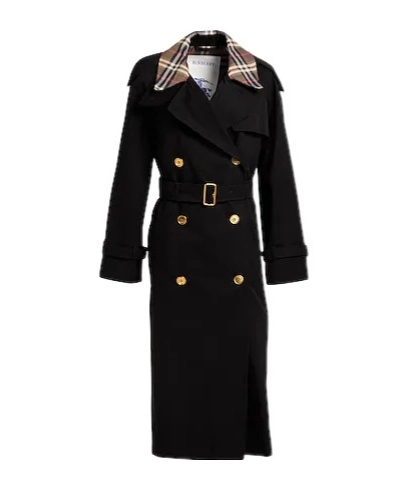 Burberry Long-sleeve Multicolor Trench Coat - Black