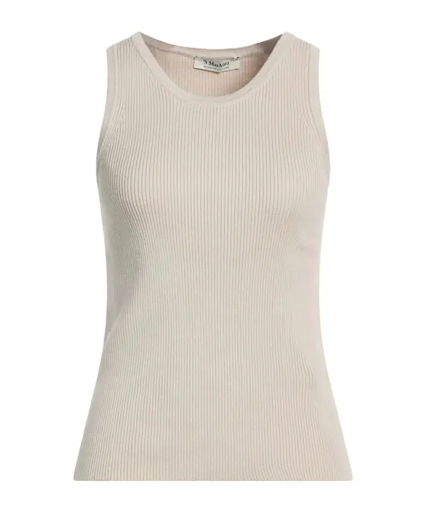 Max Mara Ribbed Knit Sleeveless Crewneck Top - Nude