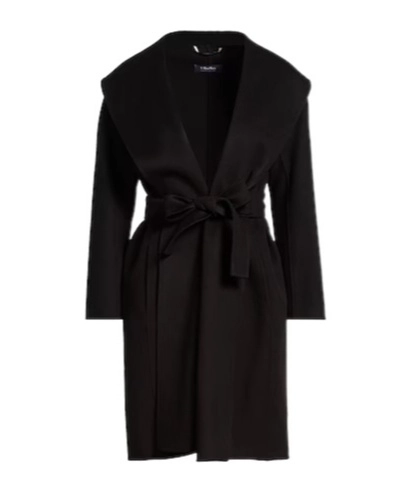 Max Mara Wool Belted Coat - Black
