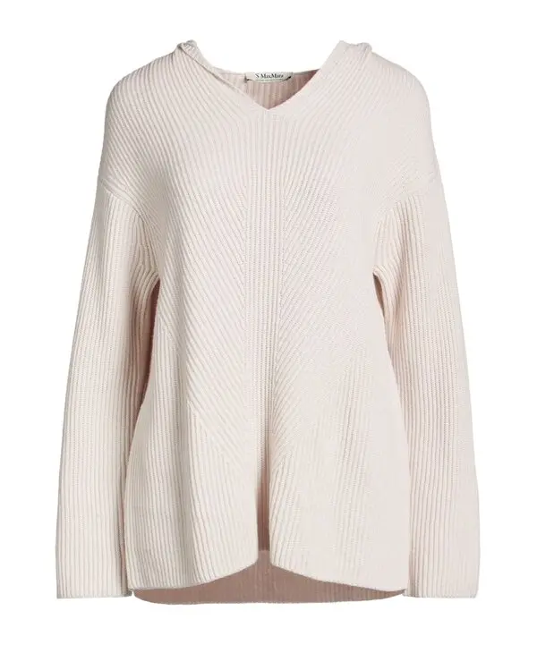 Max Mara Long-sleeve Knit Hooded Sweatshirt - White