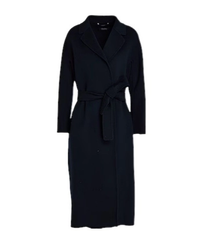 Max Mara Belted Wool Coat - Blue
