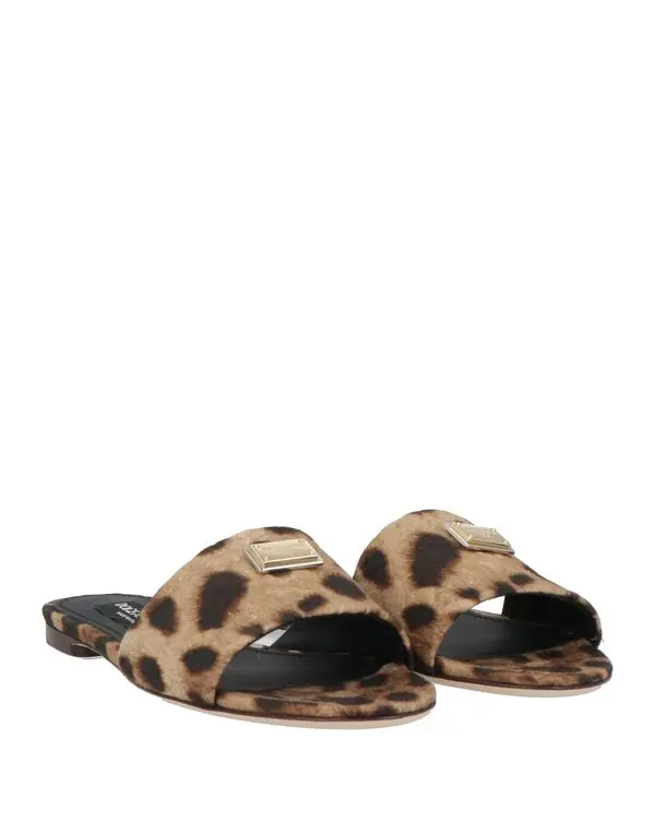 Dolce & Gabbana Leopard Woven Leather Slide Sandals