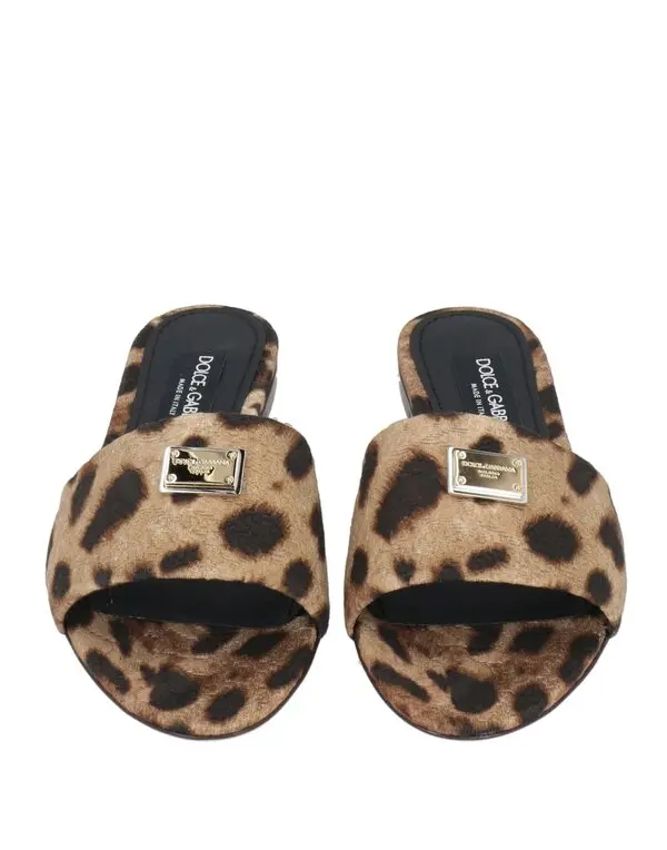 Dolce & Gabbana Leopard Woven Leather Slide Sandals