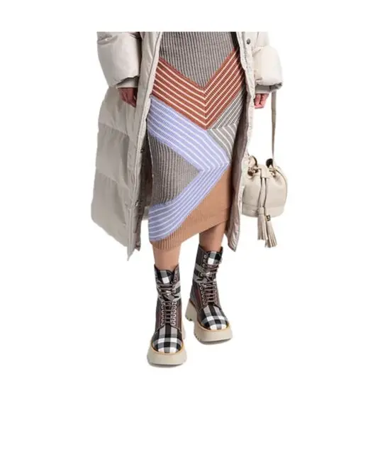 Burberry Plaid Platform Leather Boots