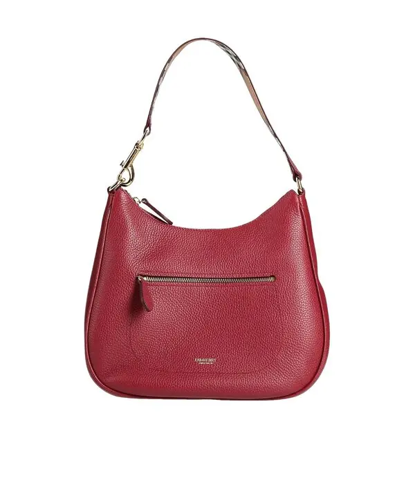 Burberry Hobo Bag In Pebbled Leather - Red