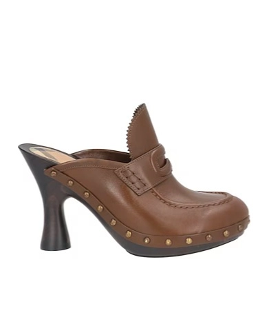 Burberry Leather Mules With Wooden Heel