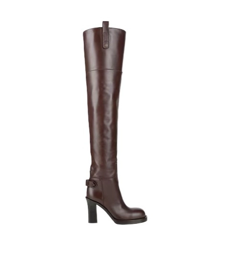 Burberry Round Toe Leather Over-the-knee Boots - Brown