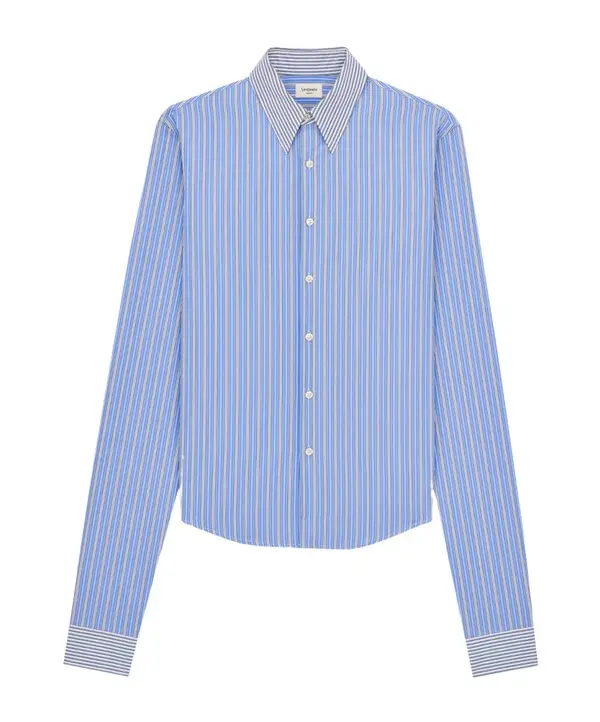Saint Laurent Winchester Shirt In Striped Cotton Poplin - Blue