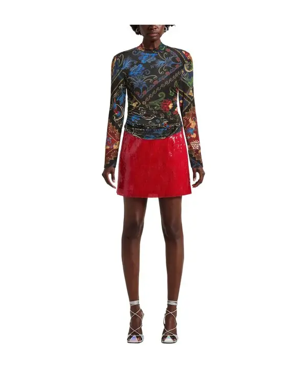 Farm Rio Printed Mock Neck Top