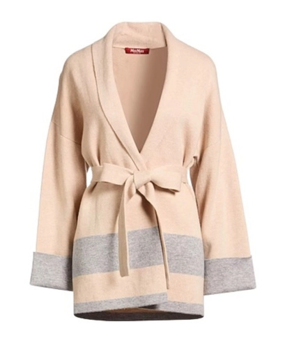 Max Mara Two-tone Thick Knit Long Sleeve Sweater - Apricot