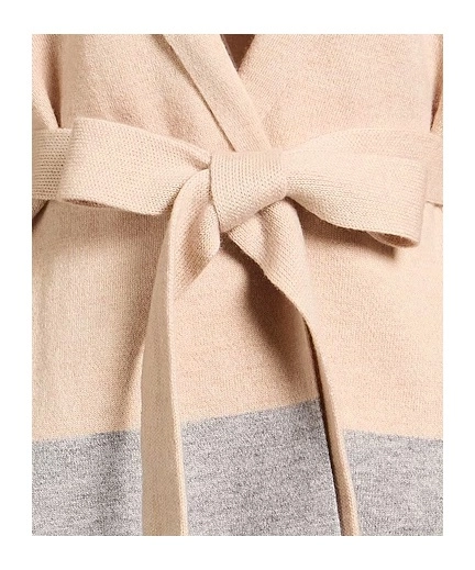 Max Mara Two-tone Intarsia Knit Long Sleeve Belted Sweater