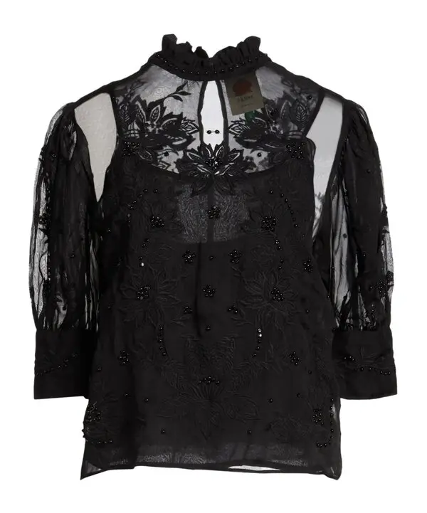 Farm Rio Organza Embroidered Short-sleeve Top