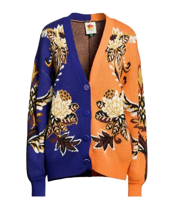 Farm Rio Multicolor Intarsia Knit Cardigan - Orange
