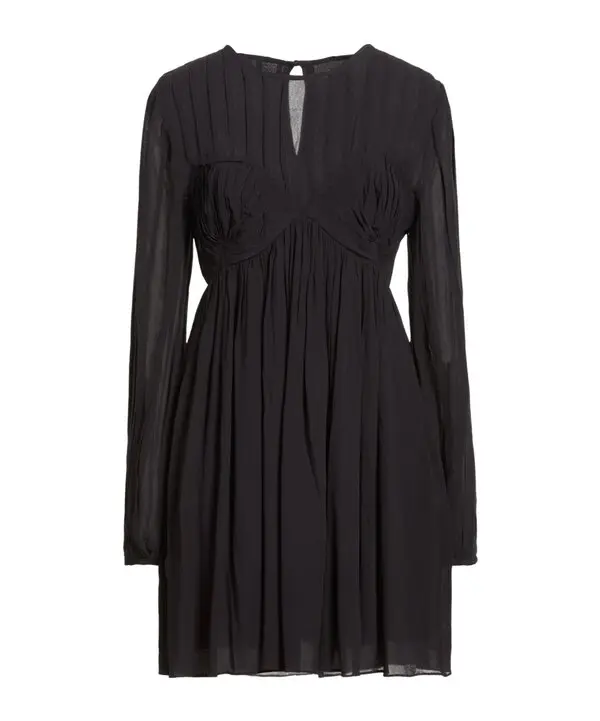Farm Rio Elegant Long-sleeve Flared Dress - Black