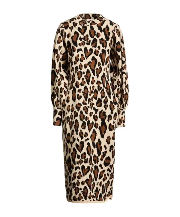 Farm Rio Leopard Print Knit Midi Dress - Nude
