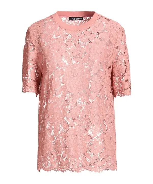Dolce & Gabbana Lace Top With Crewneck And Short Sleeves