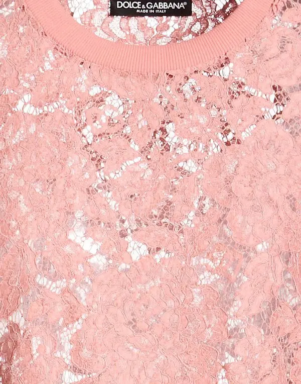 Dolce & Gabbana Lace Top With Crewneck And Short Sleeves