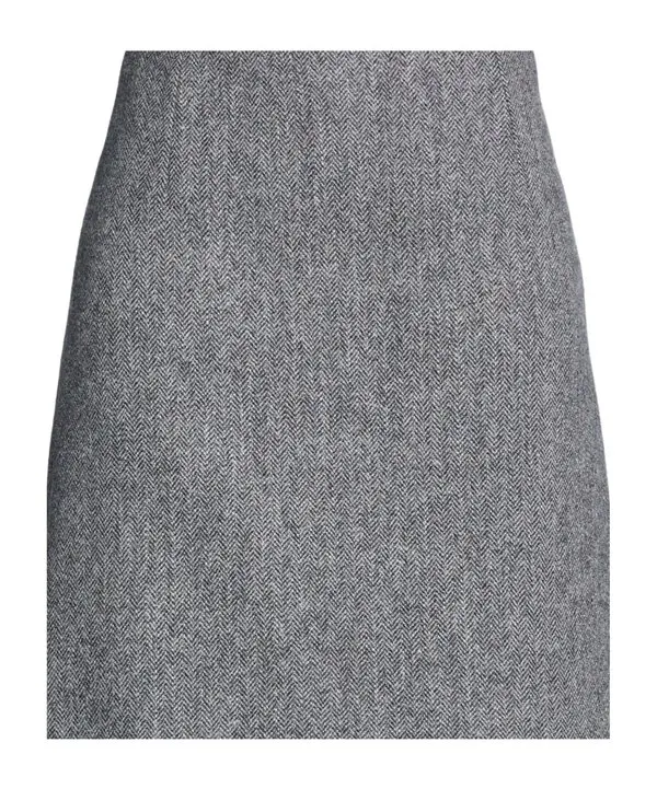 Max Mara Herringbone Wool Flare Skirt - Grey