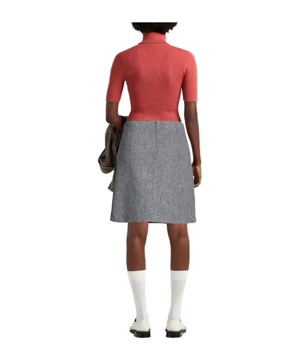 Max Mara Herringbone Wool Flare Skirt