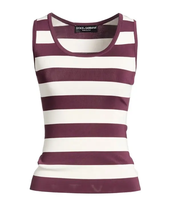 Dolce & Gabbana Striped Sleeveless Crewneck Top - Red