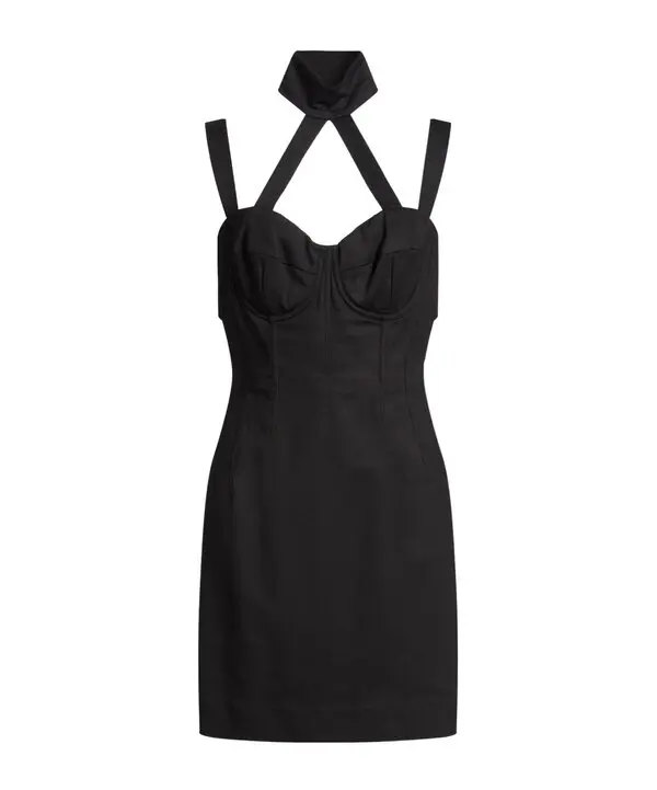 Dolce & Gabbana Sleeveless Deep Plunge Sheath Dress - Black