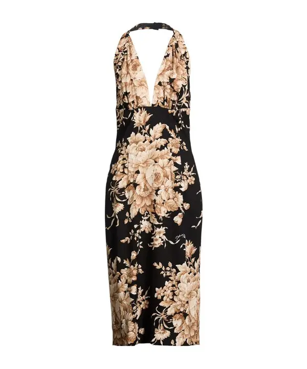 Dolce & Gabbana Floral Print Halterneck Sheath Dress - Nude