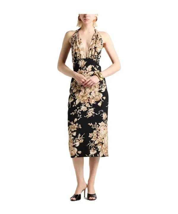 Dolce & Gabbana Floral Print Halterneck Sheath Dress