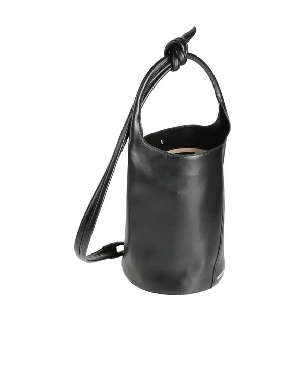 Jacquemus Leather Bucket Bag With Knot Detail - Black