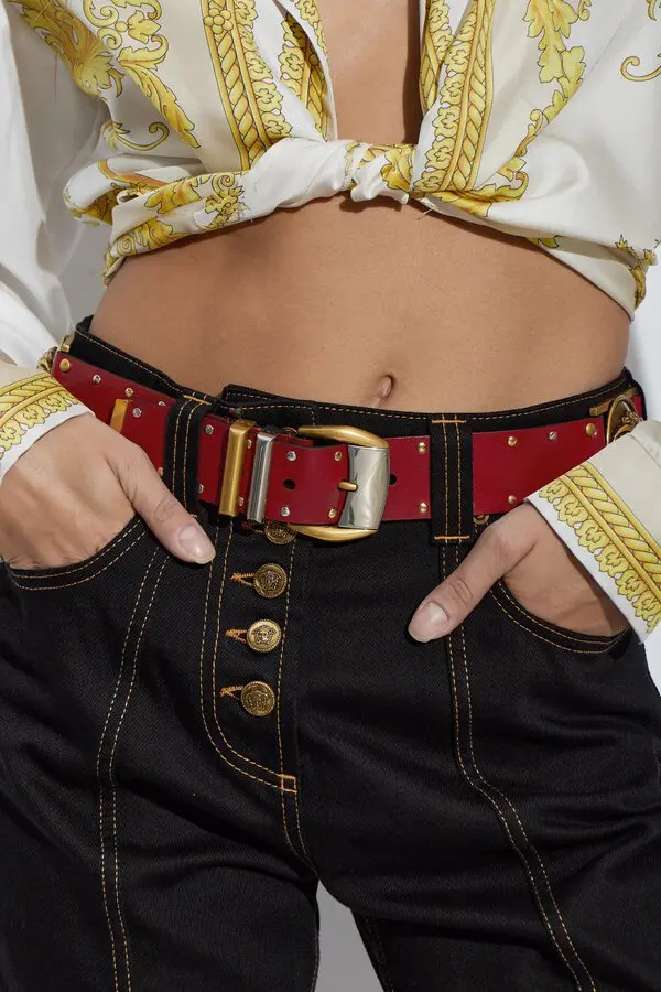 Versace Leather Belt With Studs