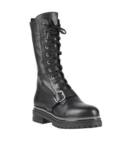 Max Mara Round Toe Leather Lace-up Boots