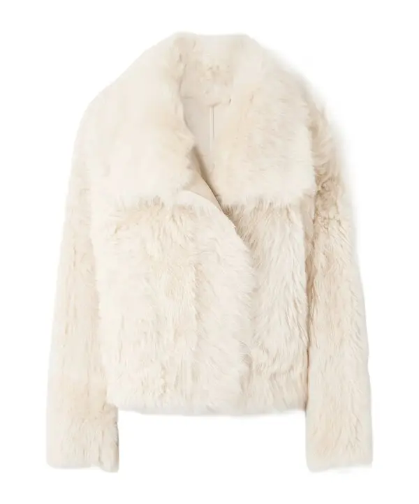 YVES SALOMON Cropped Leather Jacket - White