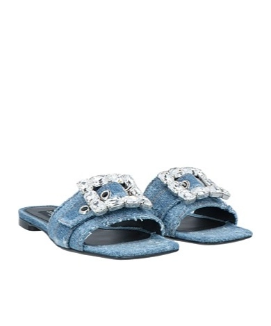 Dolce & Gabbana Embellished Denim Slide Sandals