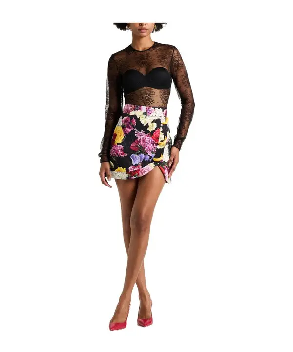 Dolce & Gabbana Lace Long Sleeve Crewneck Top - Black