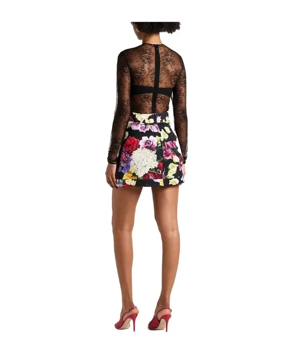 Dolce & Gabbana Lace Long Sleeve Crewneck Top - Black