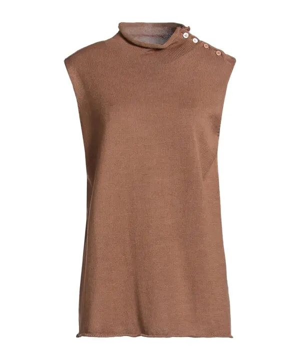 Max Mara Sleeveless Mock Neck Knit Top - Brown