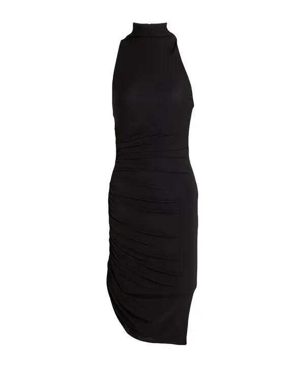 Jacquemus Asymmetric Gathered Mock Neck Sleeveless Dress - Black