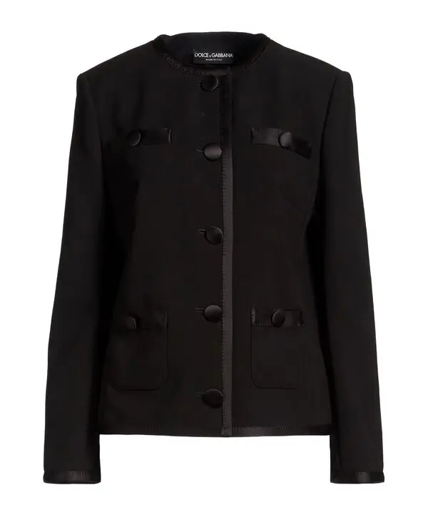 Dolce & Gabbana Crepe Jacket With Satin Trims - Black