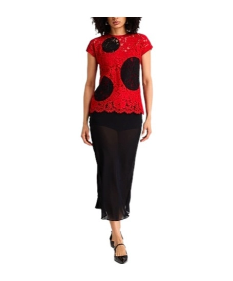Dolce & Gabbana Two-tone Lace Short-sleeve Top