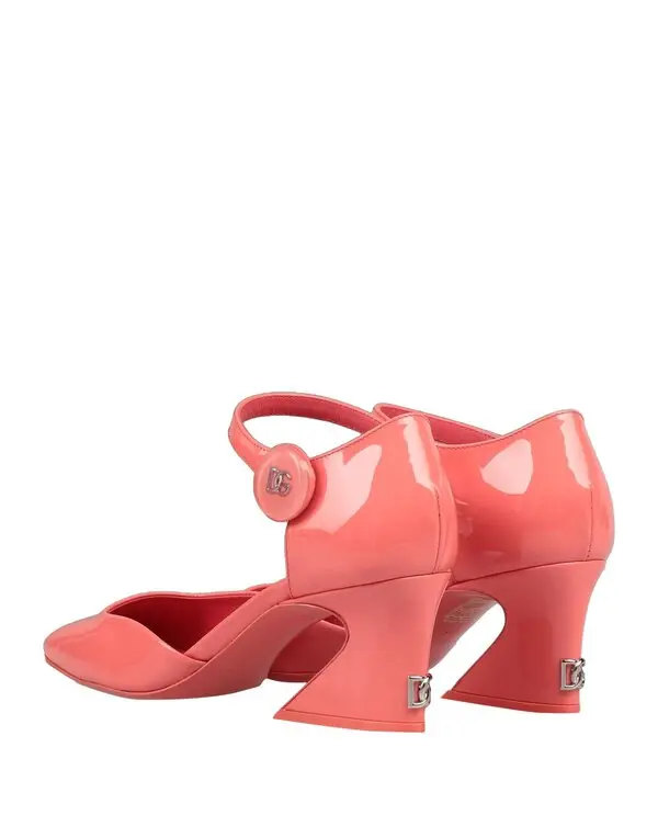 Dolce & Gabbana Patent Effect Leather Square Toe Courts With Geometric Heel