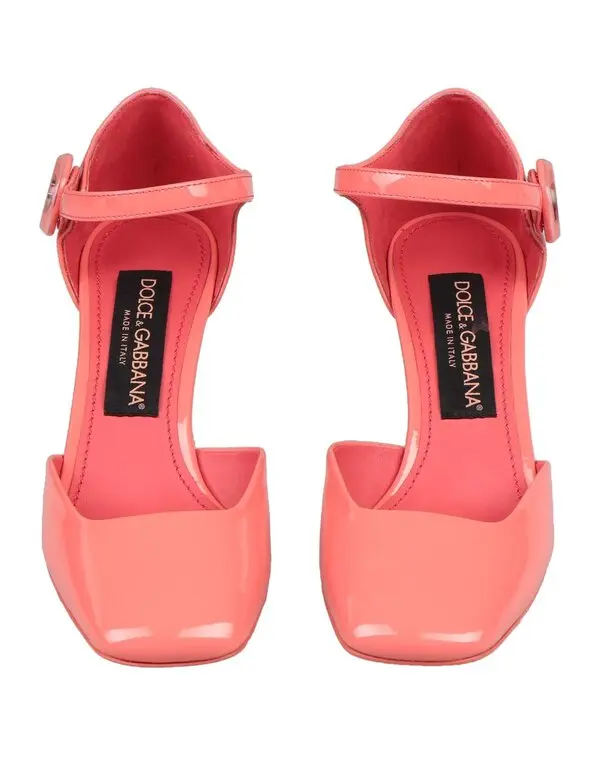 Dolce & Gabbana Patent Effect Leather Square Toe Courts With Geometric Heel