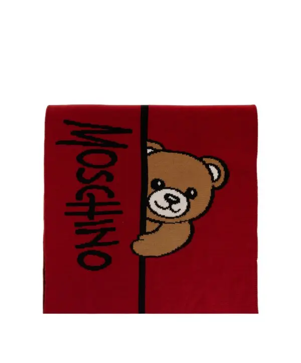 Moschino Teddy Bear Intarsia Scarf - Red