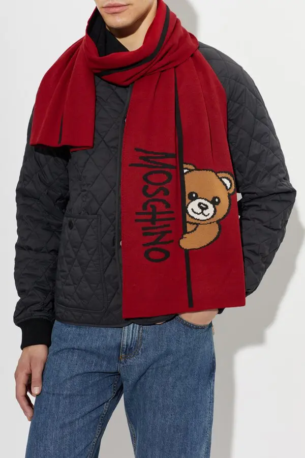 Moschino Teddy Bear Intarsia Scarf